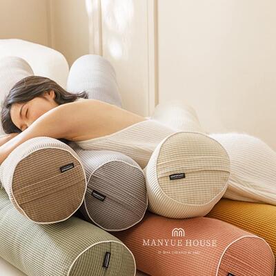 越家玉米绒圆柱长条抱枕觉生床上睡夹腿枕孕FS758368妇侧睡蔓枕可