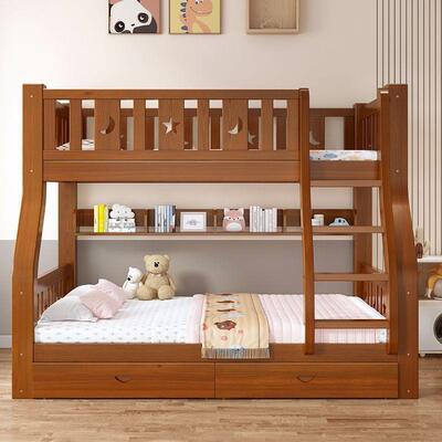 下上铺双层床下床全实上双人ZRC高低子母床小户型儿童床姐弟木床S