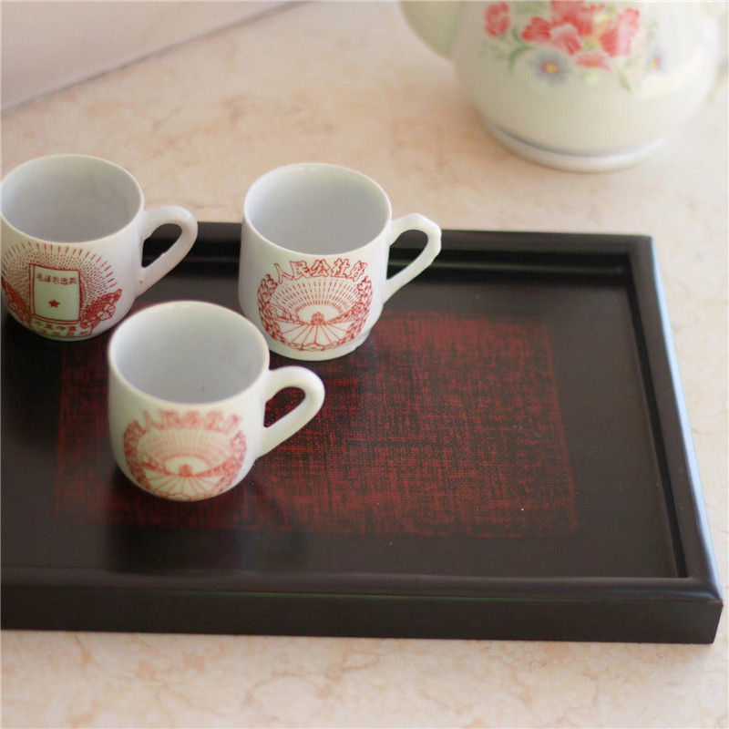 日式原木漆器黑色茶盘餐盘R木盘 侘寂风