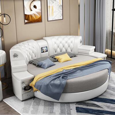 圆SCW双人床欧响式婚床2床米功圆形床多能音2.2酒店用大圆床主卧