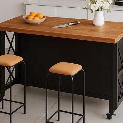 厨房中岛台放柜单独可移动料理吧台桌定制开式76250物餐边柜靠墙