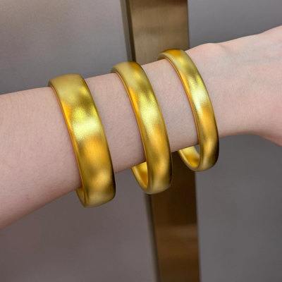 金店同款金包银轮胎手镯女宽版哑光素圈手环送妈妈结婚三金镯子