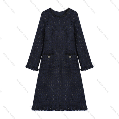 【南油虹姐】秋冬新款羊毛小香风时尚洋气加厚显瘦连衣裙3129