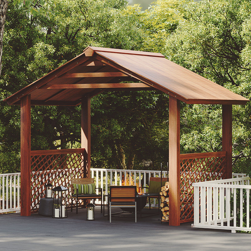 防腐木小木屋户外民宿帐篷房新中式移动木制四方亭子公园凉亭组装