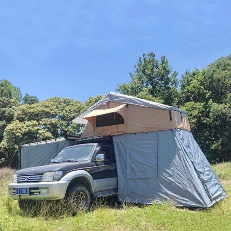 车边车载侧边布房子车天幕防雨棚自E驾游露营离地车顶帐篷防蚊防