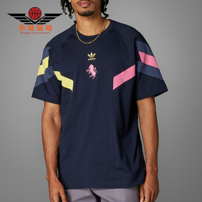 Adidas/阿迪达斯正品男士圆领休闲经典印花运动短袖T恤IN5598