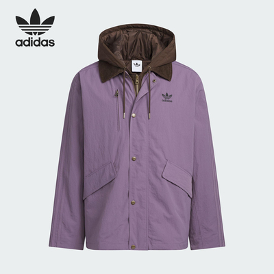Adidas/阿迪达斯正品三叶草男士休闲连帽二合一复古棉服KW1240