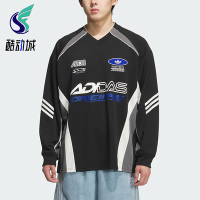 Adidas/阿迪达斯正品三叶草男士运动宽松赛车风印花长袖KF5155
