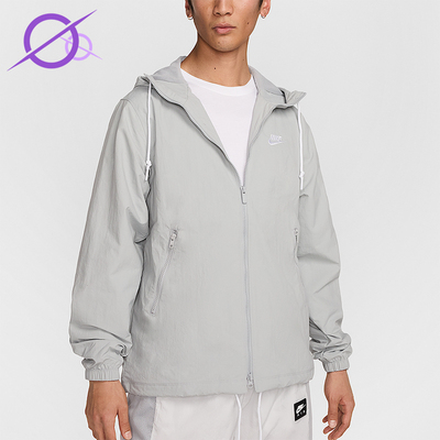 Nike/耐克正品新款男士拉链梭织刺绣连帽夹克外套FB7398-077