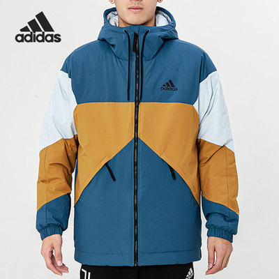 Adidas/阿迪达斯正品运动男子户外拼接连帽保暖棉服 GT7396