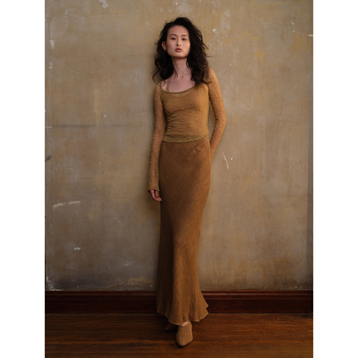 SOLSOL BY SOLSOLAUTI SEMINARIO 24秋冬新款亚麻编织斜裁半身裙