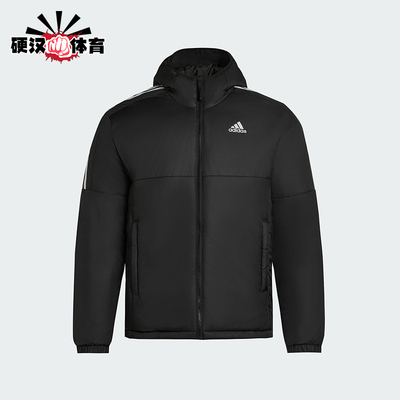 Adidas/阿迪达斯正品Essentials男士休闲连帽日常户外棉服KF6755