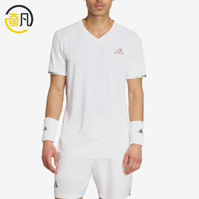 Adidas/阿迪达斯正品男士运动休闲透气短袖V领网球衣KF5001