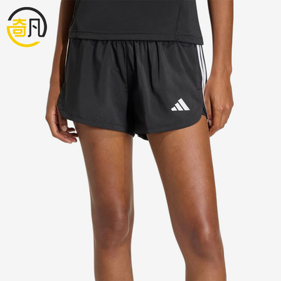 Adidas/阿迪达斯正品Pacer新款女黑色轻盈速干经典纯色短裤KD9742