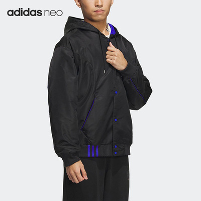 Adidas/阿迪达斯正品NEO春季男女运动休闲夹克连帽外套IK3419