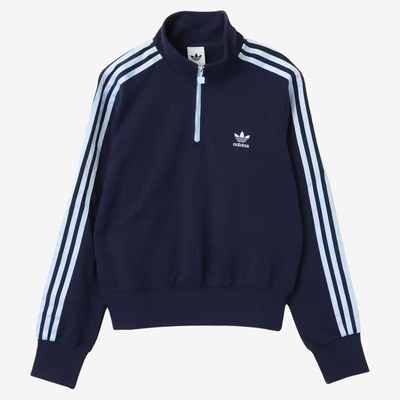 Adidas阿迪达斯正品立领半拉链女款条纹短款复古长袖卫衣KB5451
