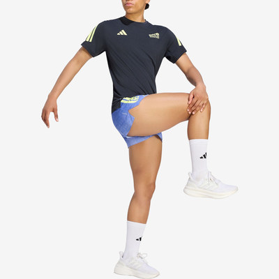 Adidas阿迪达斯正品女速干短袖条纹圆领针织跑步跑步T恤LE9940