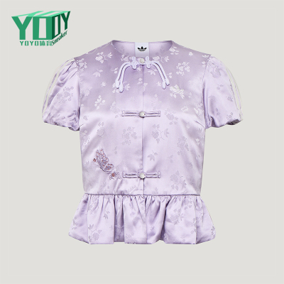 Adidas/阿迪达斯正品三叶草女士新中式泡泡袖短袖T恤LD6444
