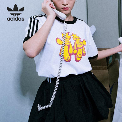 Adidas/阿迪达斯正品三叶草女士印花运动针织休闲短袖KA2287