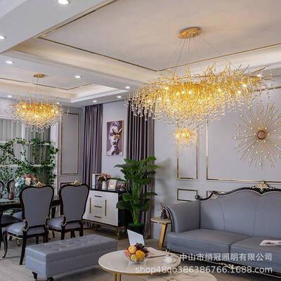 现别墅水晶灯树枝厅餐简美吊奢华豪华卧室客70081厅大灯法式代艺