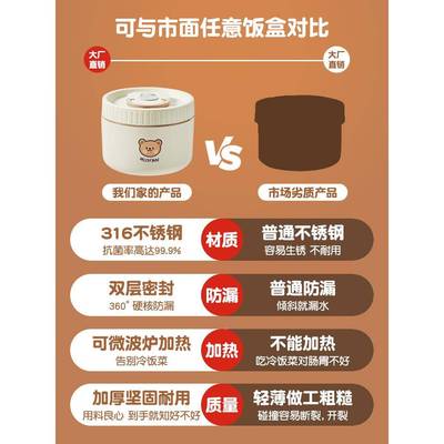 24小时超长温饭当盒316不锈钢桶班族学保生插电加上热便盒G21504-