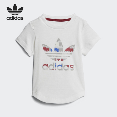Adidas/阿迪达斯正品2025婴童圆领透气运动印花短袖T恤CE4370