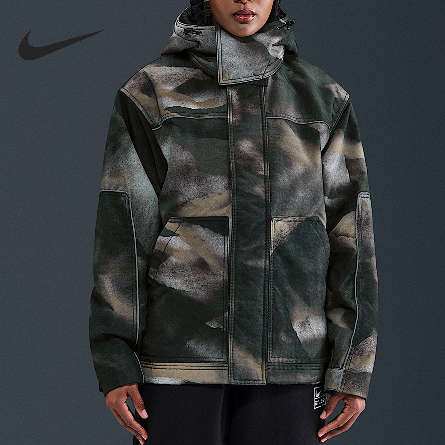 Nike耐克正品Stüssy男女可脱卸帽运动茄克/外套HQ8521-900