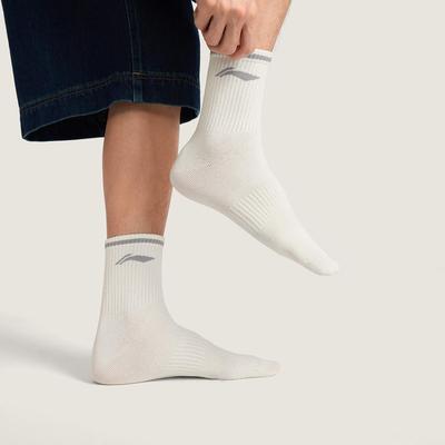 李宁正品运动生活系列男女款吸湿保暖运动中筒袜一双装AWSV171