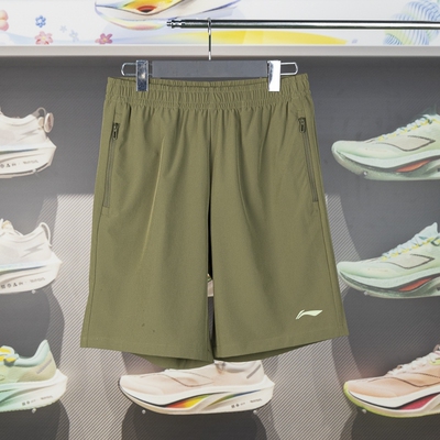 李宁正品健身系列男子高弹舒适透气排湿速干运动短裤AKSU469-12