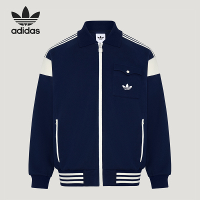 Adidas/阿迪达斯正品三叶草男士条纹宽松翻领运动外套KW5664
