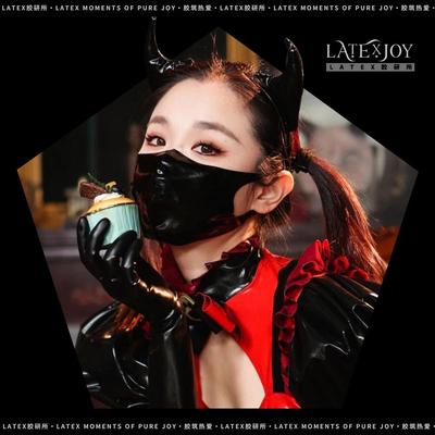 一体成型乳胶口罩乳胶衣配件动漫胶衣latex面罩面具