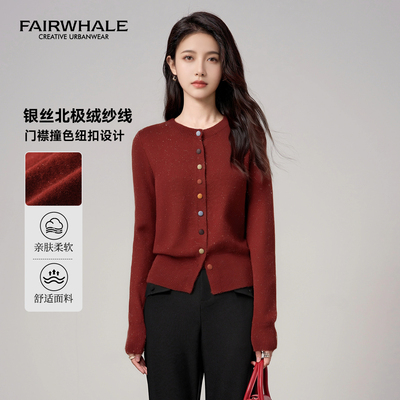 【金金宠粉】马克华菲女装撞色加绒针织衫冬季休闲宽松打底衫