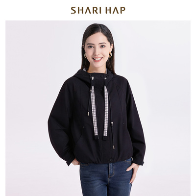 SHARI HAP休闲连帽外套短款女韩版2026春装新款上衣洋气宽松大码