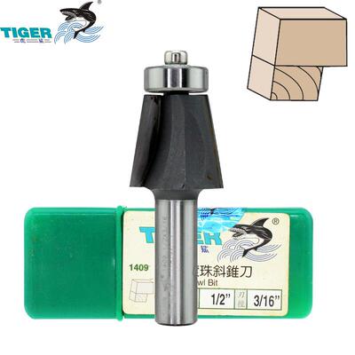 虎鲨刃刀 滚珠斜锥刀 1409 木工雕刻机镂铣刀 80&deg;斜边修边刀