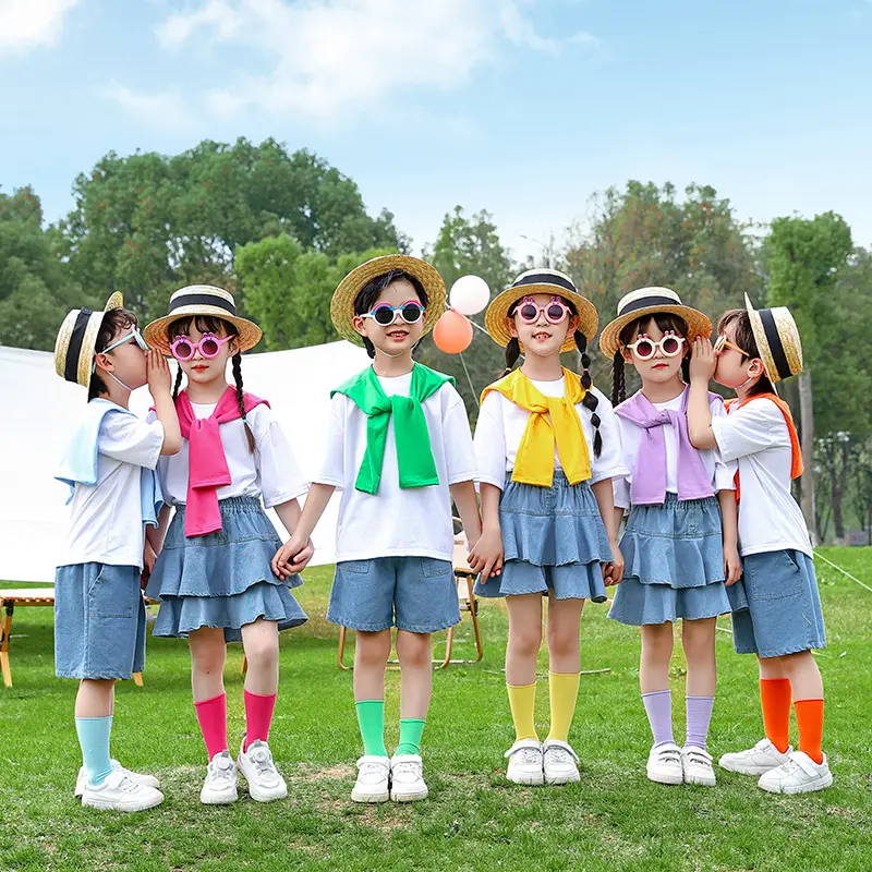 六一儿童表演出服幼儿园毕业照小学生运动会糖果班服牛仔啦啦队服