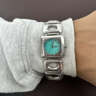 Awateoftime浪费时间 中古手表绿色复古个性方块石英手表