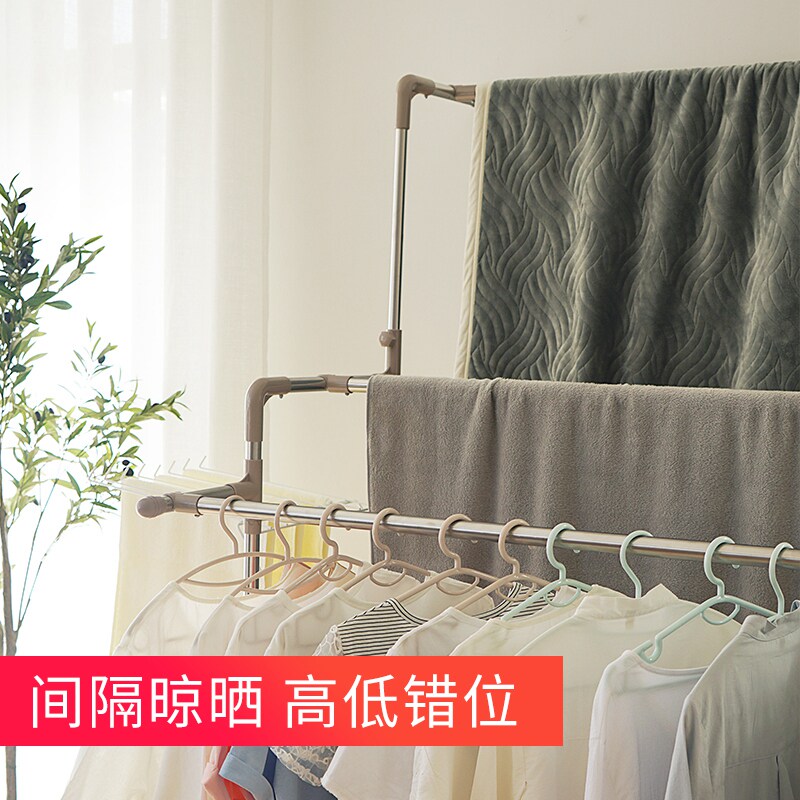 不锈钢晾衣架折叠落地p伸缩室内阳台晒衣架室外凉衣杆大型晒被子
