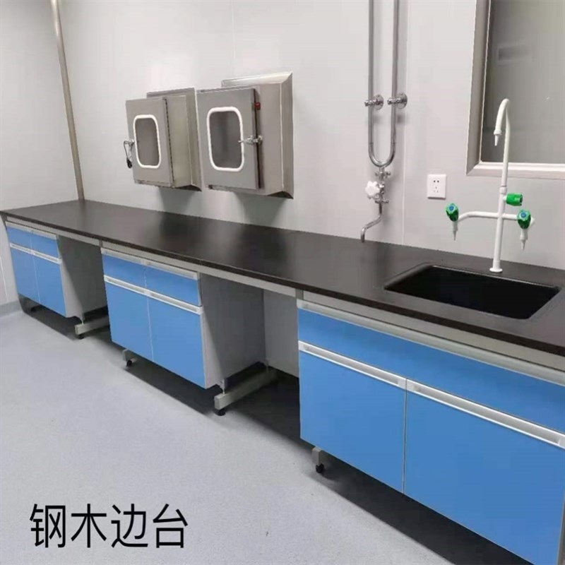 实验台全木边台实验室装修耐腐蚀B钢木边台化验台稳固工厂通风柜
