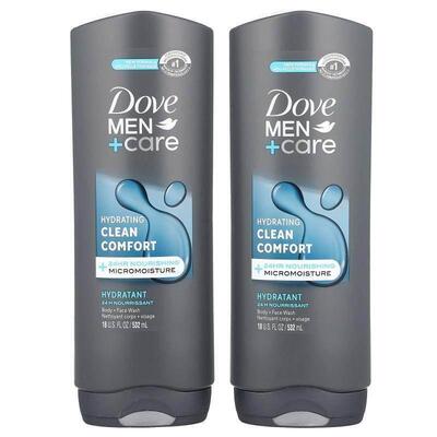多芬,Men+Care, Clean Comfort, Body and Face Wash, 2 Pack, 18