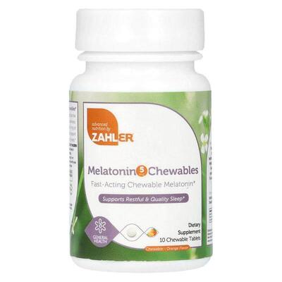 Zahler,Melatonin Chewables, Orange, 5 mg, 10 Chewable Tablet