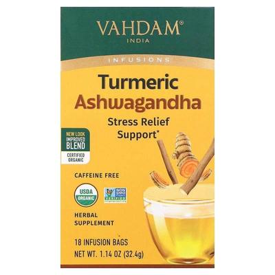Vahdam Teas,Infusions, Turmeric Ashwagandha, Caffeine Free,
