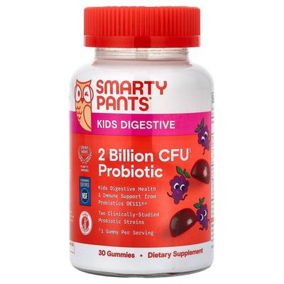 SmartyPants,Kids Digestive, Probiotic Gummies, Grape, 30 Gum