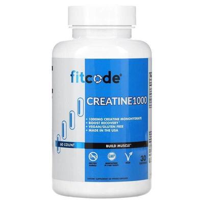 FITCODE,Creatine1000，500 毫克，60 粒素食胶囊