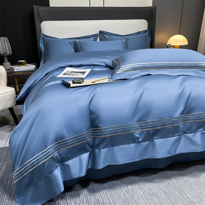 高级感夏季双面冰丝四件套丝滑y裸睡真丝被套纯色凉感家纺欧式床