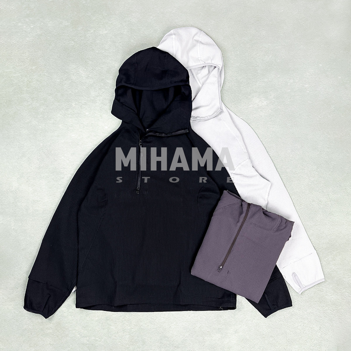 现货 meanswhile COE Waffle Hoodie 华夫格半拉链连帽衫 25AW