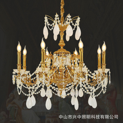 法苑法式宫廷奢华全铜吊灯欧式复古别墅客厅餐厅楼梯大气脱蜡灯具