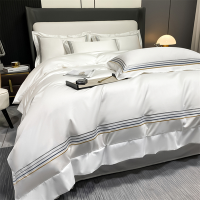 高级感夏季双f面冰丝四件套丝滑裸睡真丝被套纯色凉感家纺欧式床