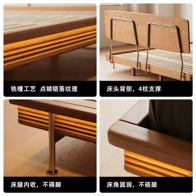 YDD/月照双人床/日式实木床简约樱桃木家具1.8米床主卧复古床