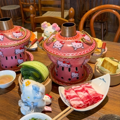 迷你一人食火锅KT猫珐琅小铜锅