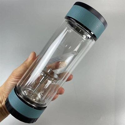 8701新旋钮式锁水杯双r层玻璃泡茶杯一键泄压旋转开关男士商务可